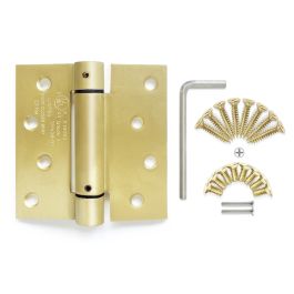 Residential Spring Loaded Hinges 4" X 4", Satin Brass, Adjustable ...